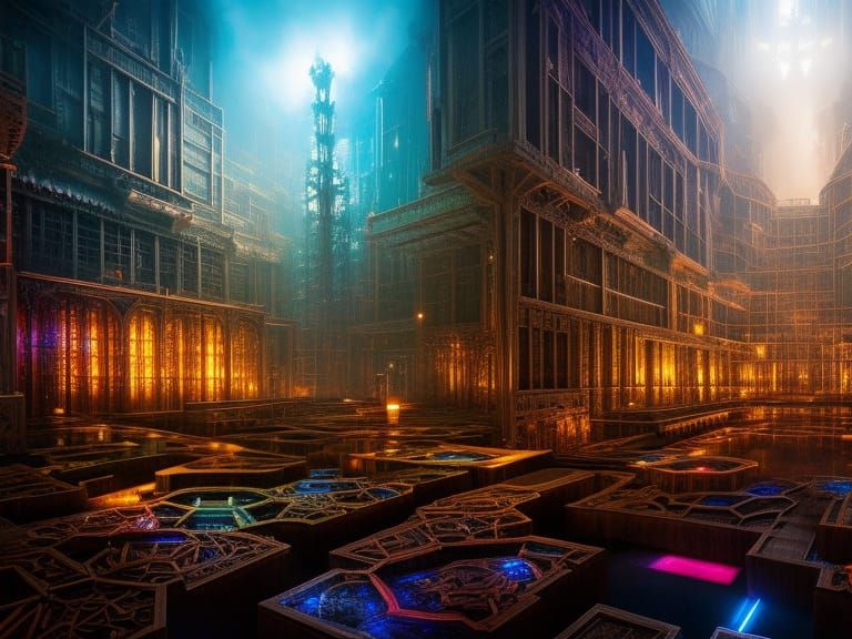 Insanely detailed photograph of an elaborate amazing Rainbow Maze ...