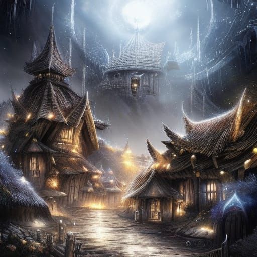 luminescent snail shell village By Josephine Wall and Russ Mills - AI ...