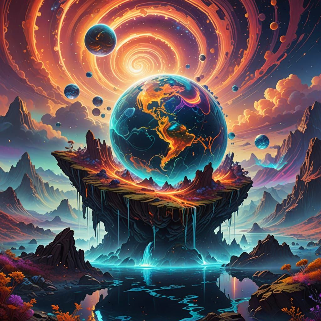 “A surreal, laughing out loud emoji with planet earth as its face ...