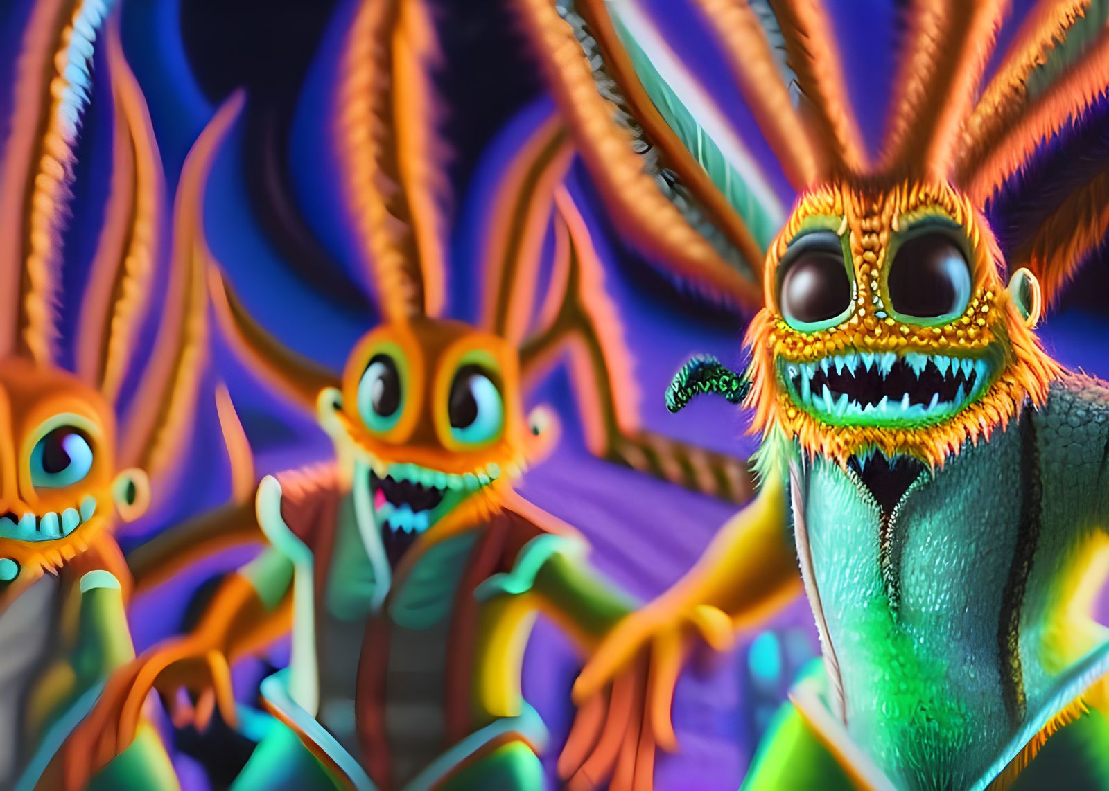 Wierd Monster Bunnies at a Rave! - AI Generated Artwork - NightCafe Creator