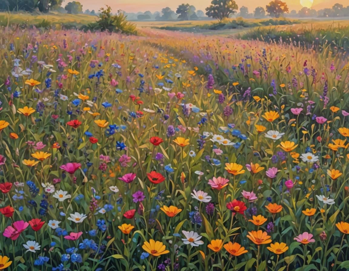 Magic flowery field - AI Generated Artwork - NightCafe Creator