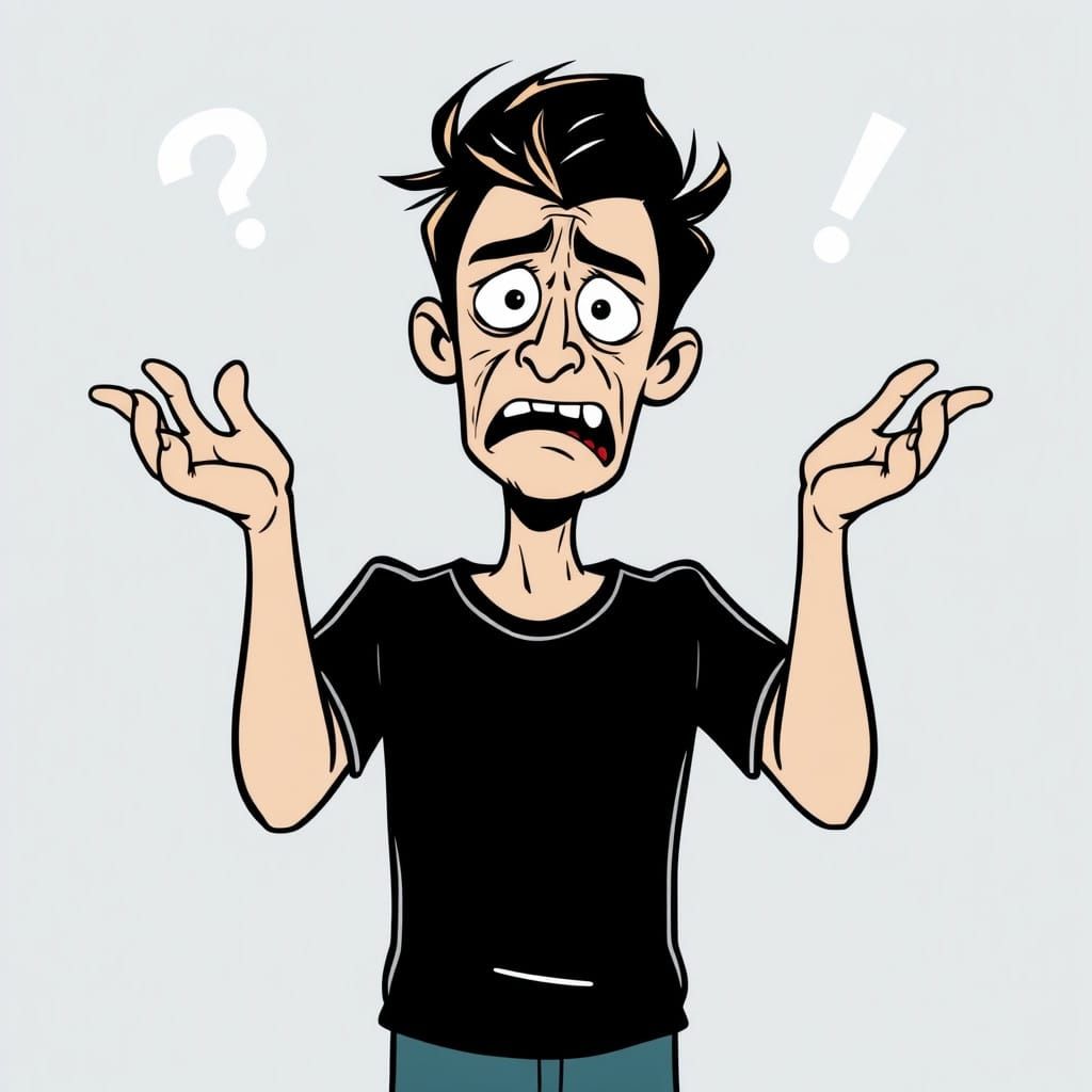 Cartoon Man in Frightful Contortion - AI Art