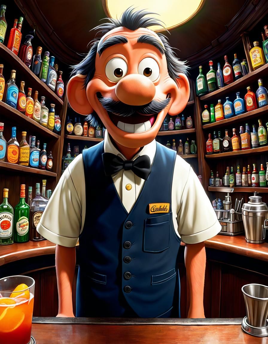 muppet of a goofy bartender - muppet of a goofy bartender