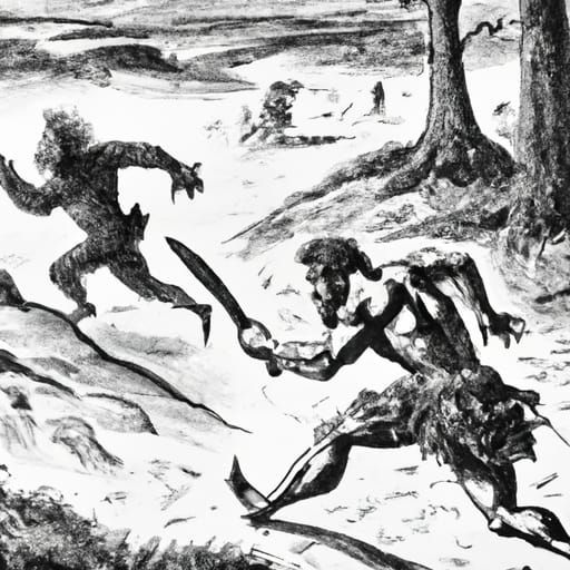 man running from an axe slayer; axe slayer chasing a man; a man running ...