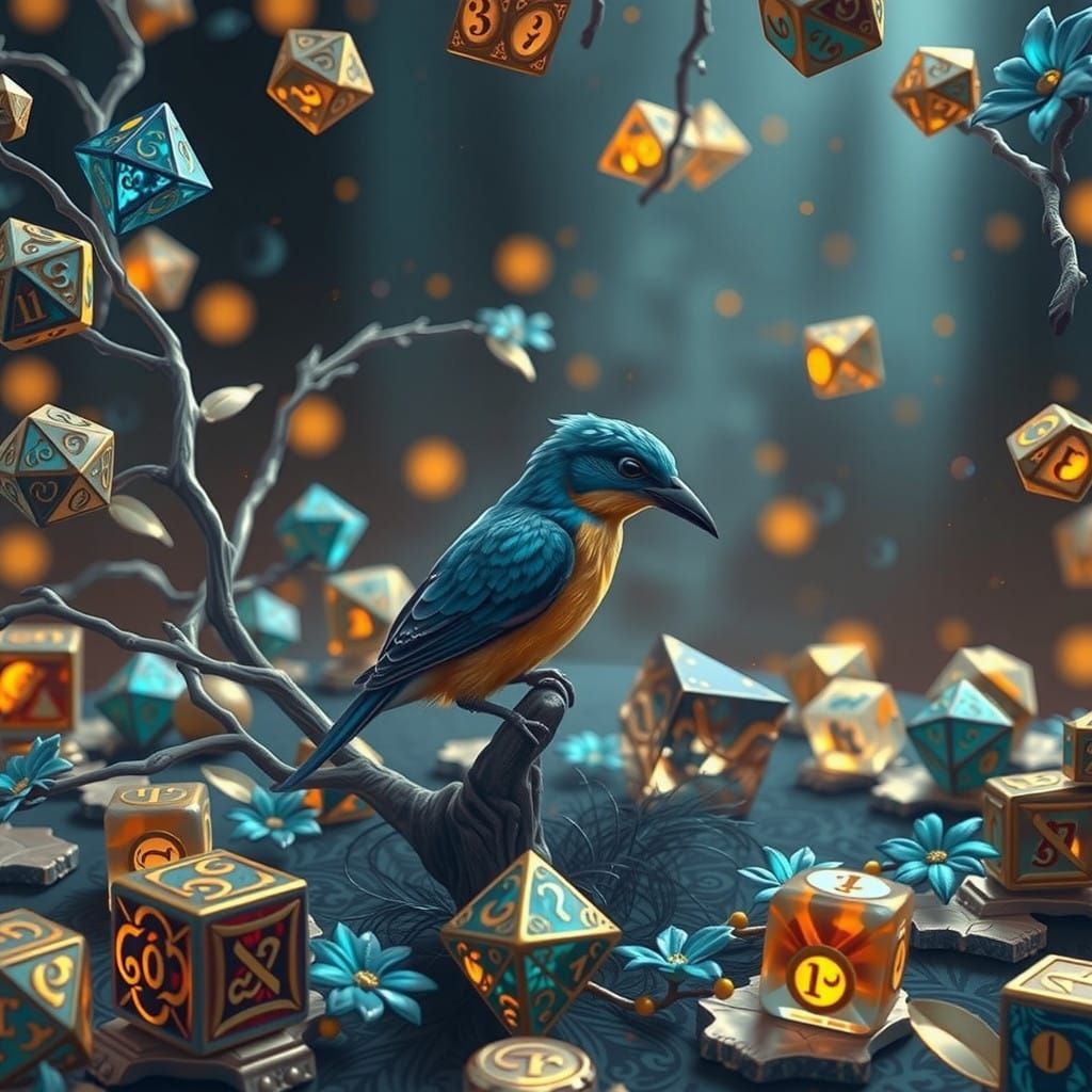 BLUE gemstone dice, BLUE bird - Whimsical BLUE Gemstone Dice...