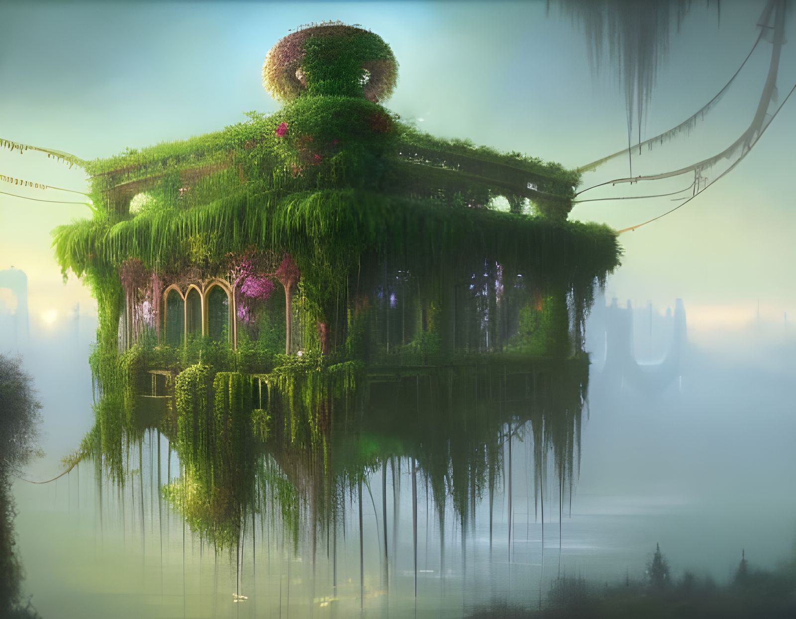Overgrown Floating Greenhouse - AI Generated Artwork - NightCafe Creator
