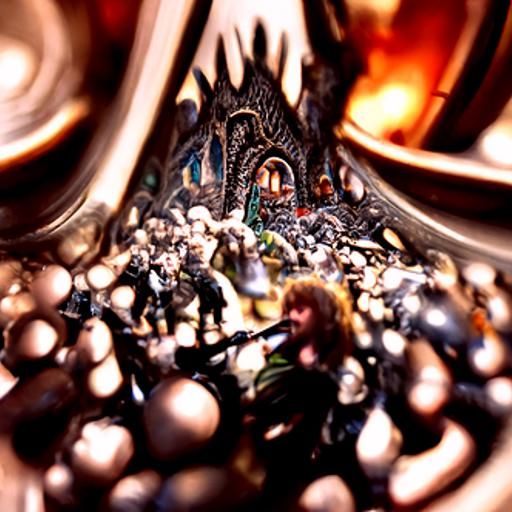 Heavy Metal Hobbit in a hobbit mosh pit hyperdetailed intricately ...