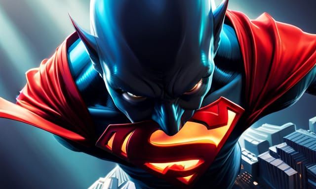 Blue Alien Superman flying - AI Generated Artwork - NightCafe Creator