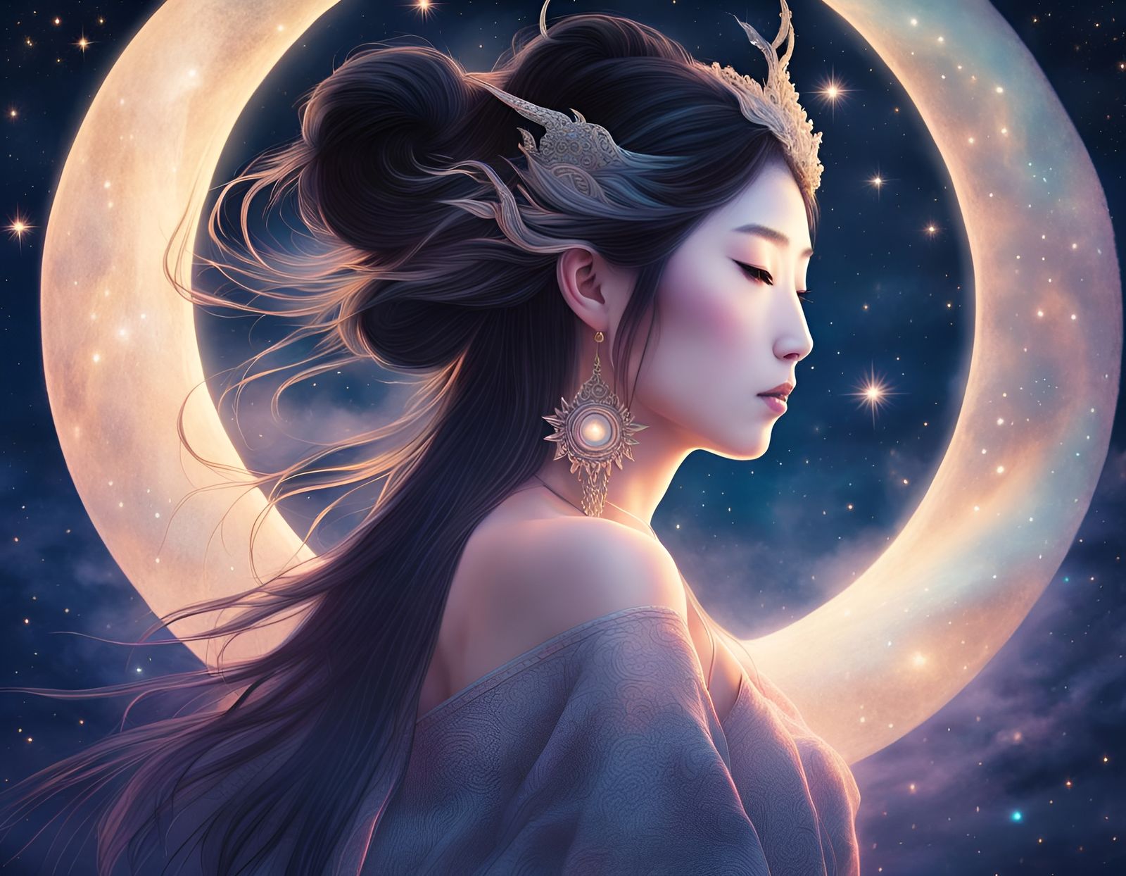 Asian glowing night goddess - AI Generated Artwork - NightCafe Creator