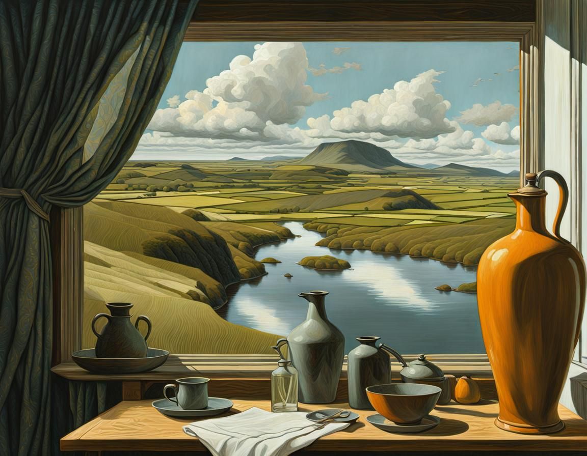 Still Life with Landscape - AI Generated Artwork - NightCafe Creator