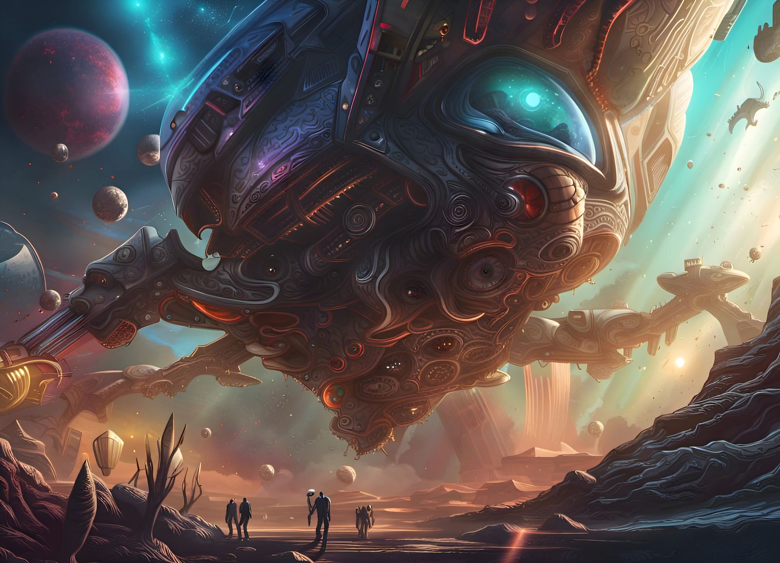 aliens in cosmic space ship bay - AI Generated Artwork - NightCafe Creator