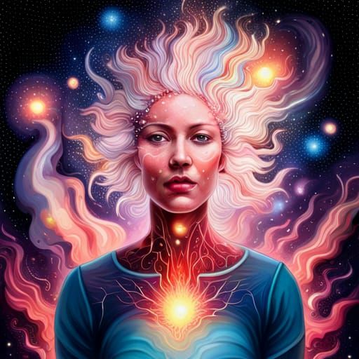Stars exploding around woman - AI Generated Artwork - NightCafe Creator