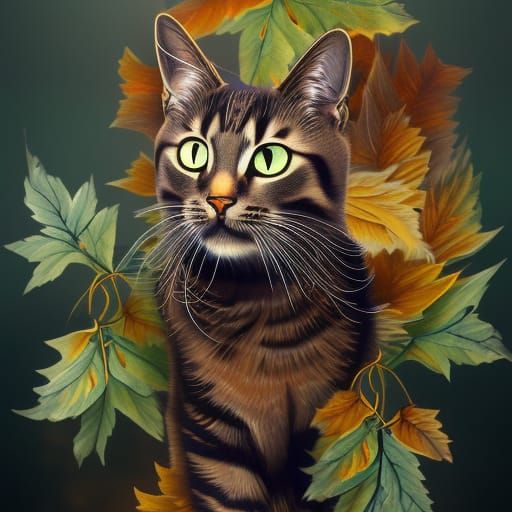 Leaf Cat 2 - AI Generated Artwork - NightCafe Creator