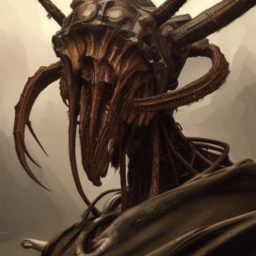 A spindly quadrupedal creature with very long arms and legs. it is ...