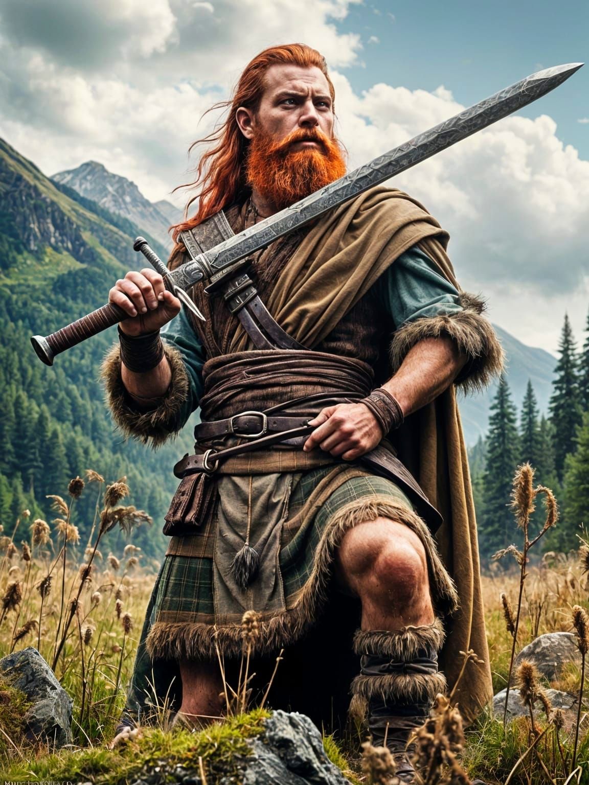 Medieval Highlander Barbarian in Hyperrealistic St... - AI Art