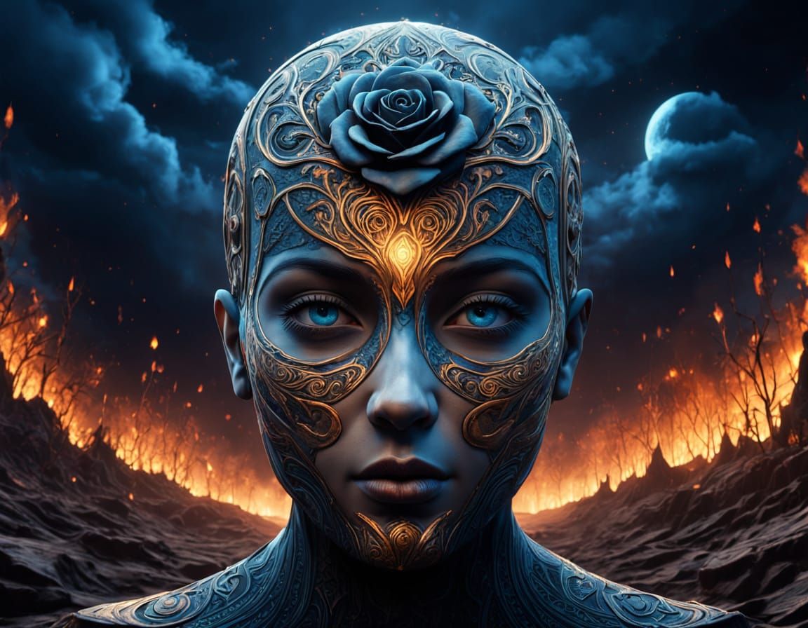 black rose field burning at night [Unreal Engine (SDXL)] tiling draft ...