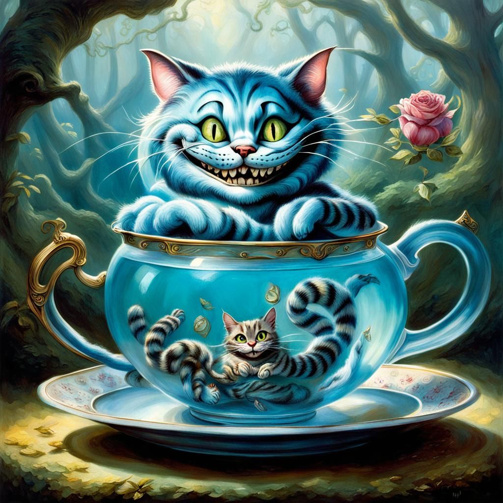 Alice in Wonderland's translucent Cheshire Cat is smiling and floating ...