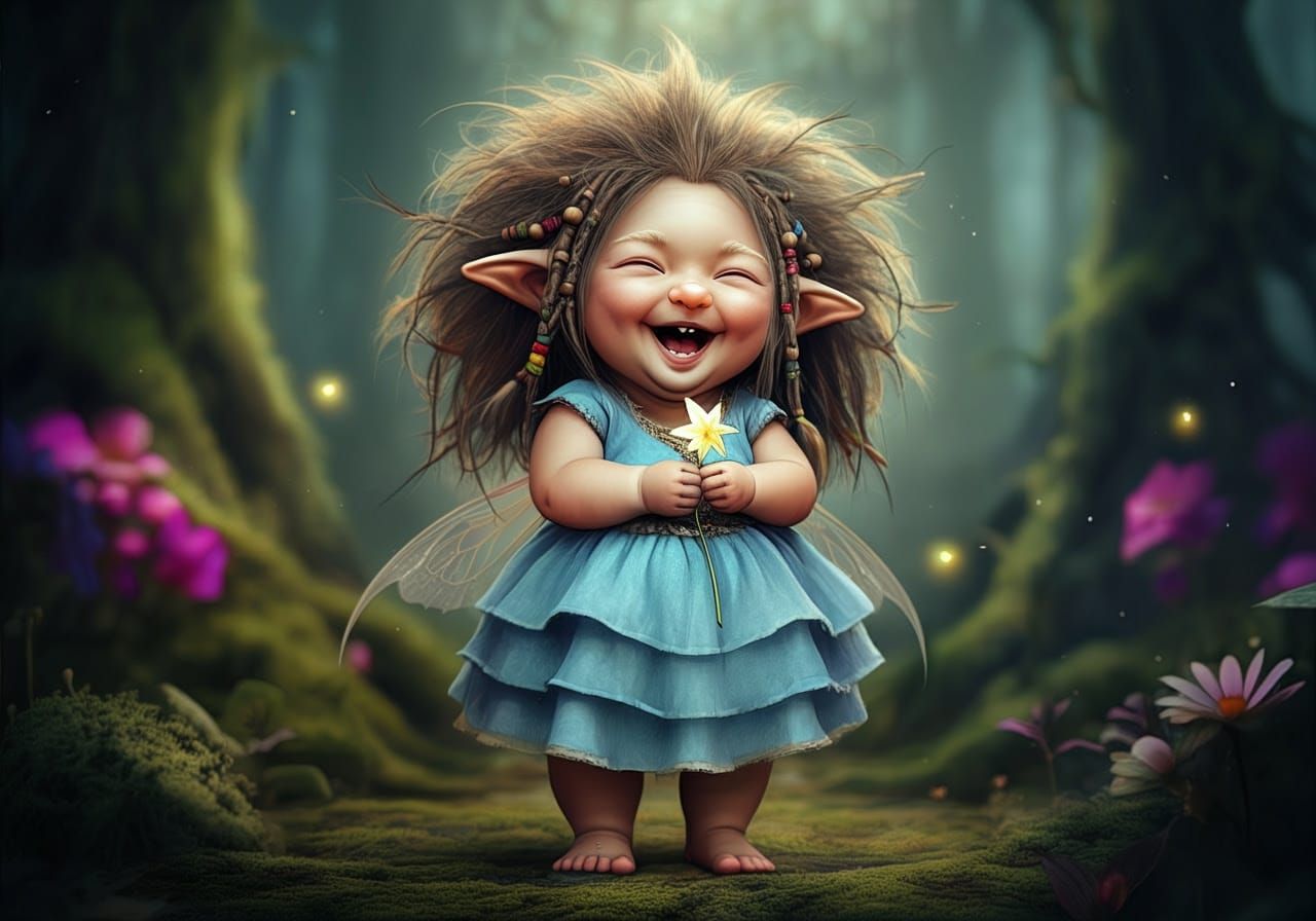 Bluebee the Elf Girl Giggles - Whimsical Fairy Elf Girl in ...