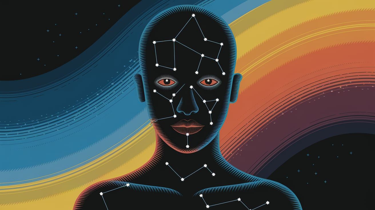 a constellation forms the outline of a face