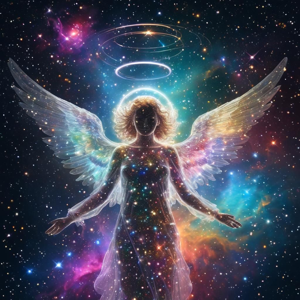 A transparent cosmic angel - AI Generated Artwork - NightCafe Creator