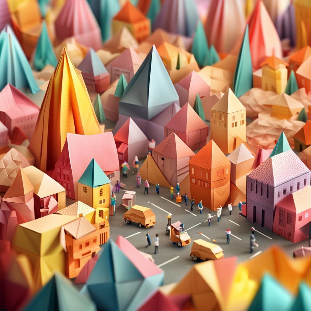 Origami City - AI Generated Artwork - NightCafe Creator