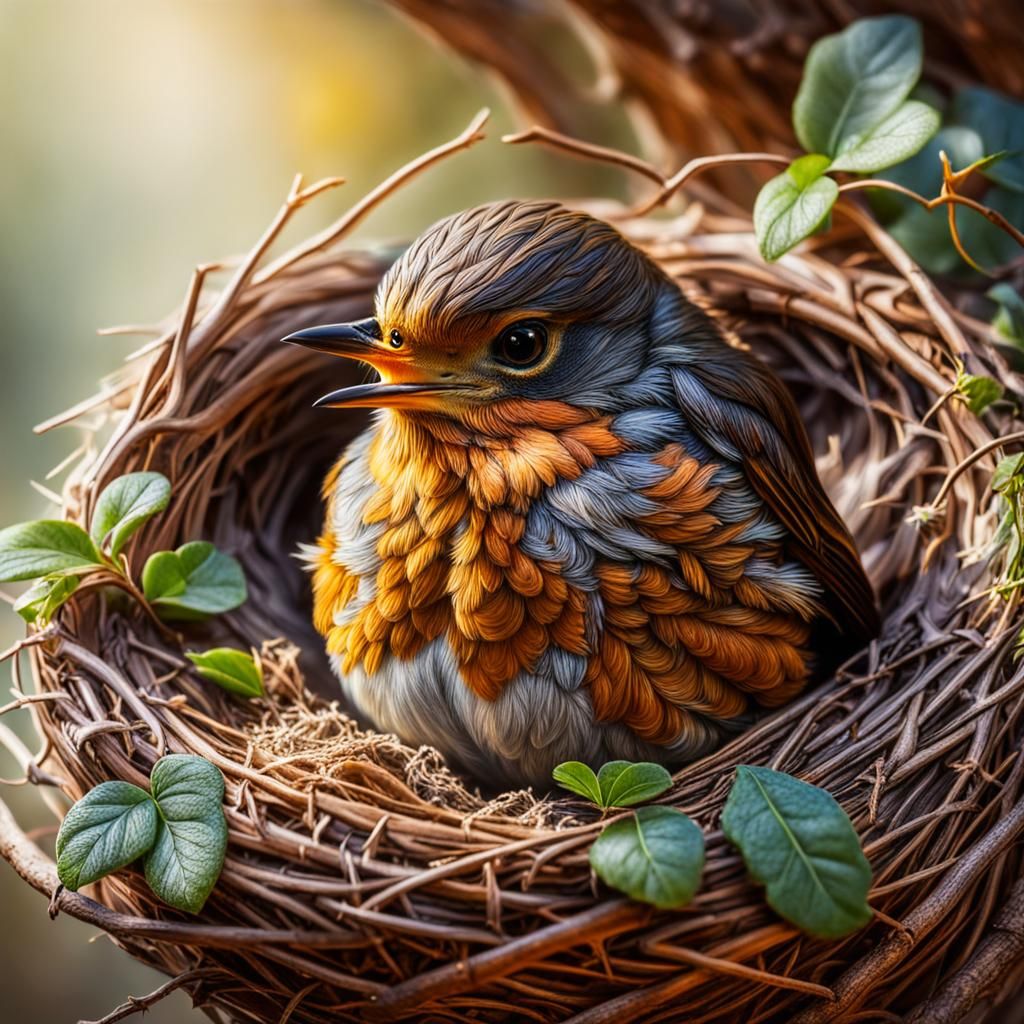 Baby Robin. - AI Generated Artwork - NightCafe Creator