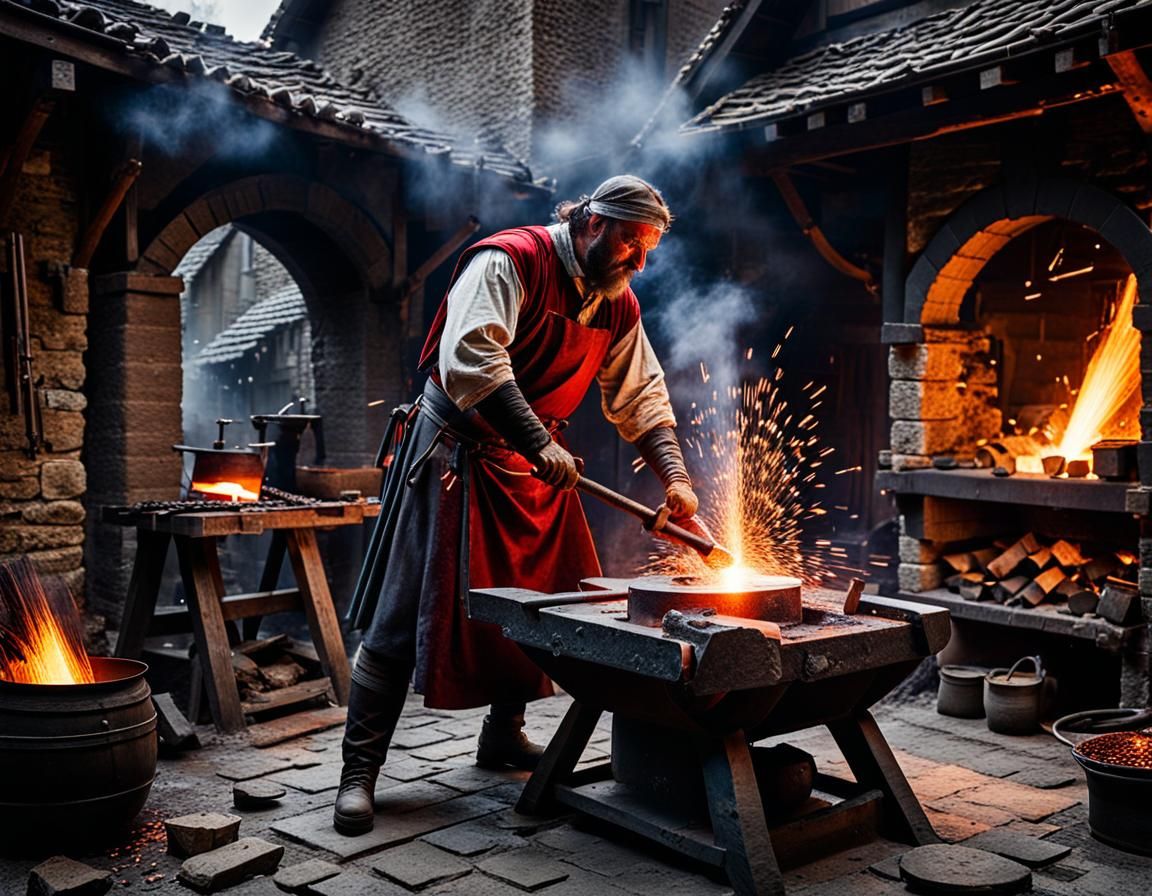 An ironsmith in his forge. - AI Generated Artwork - NightCafe Creator