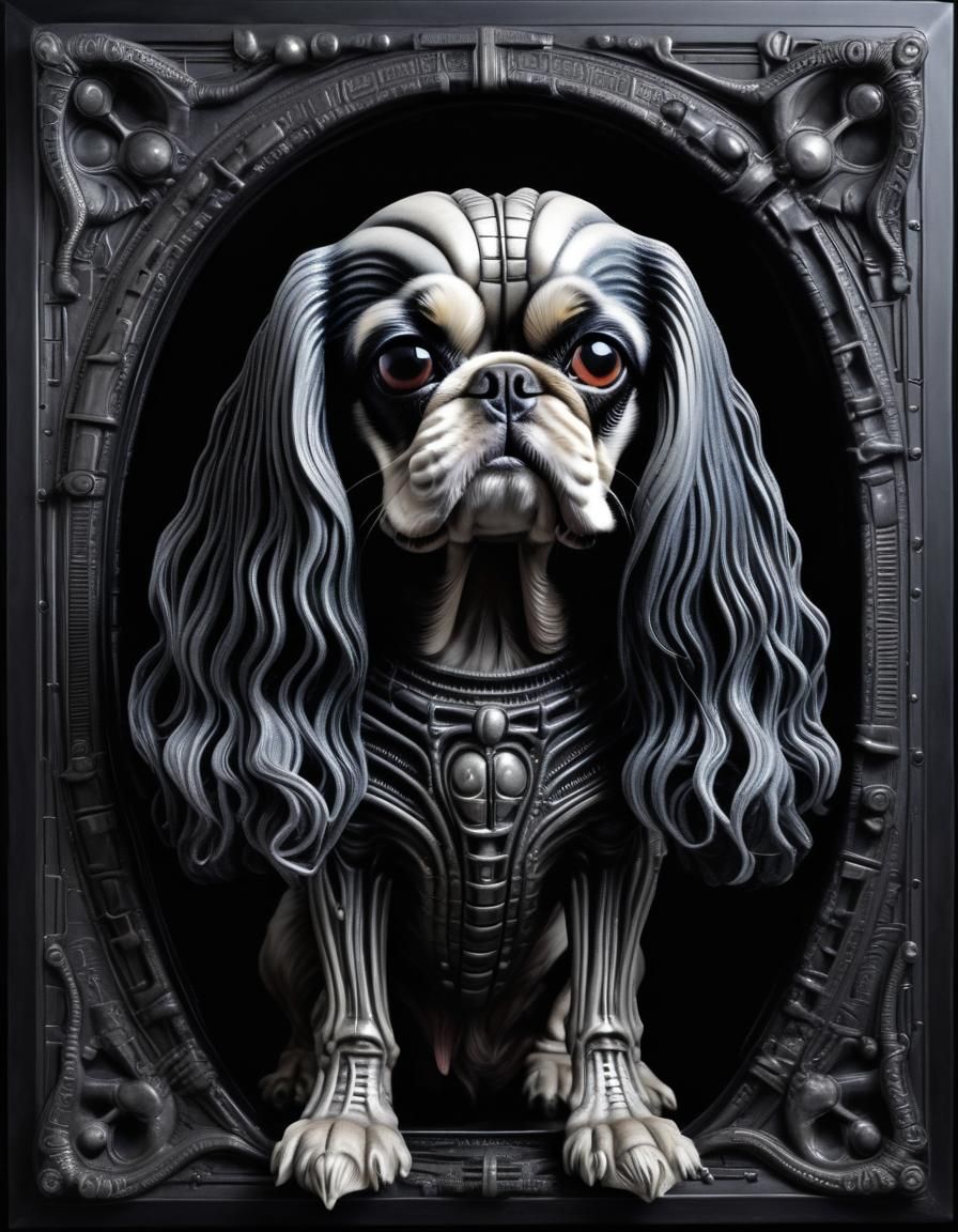 A King Charles Spaniel in the style of H.R.Giger - AI Generated Artwork ...
