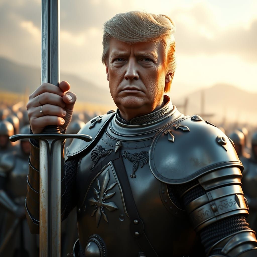 Trump knight - Trump Knight in Hyper-Realistic 3D Armor