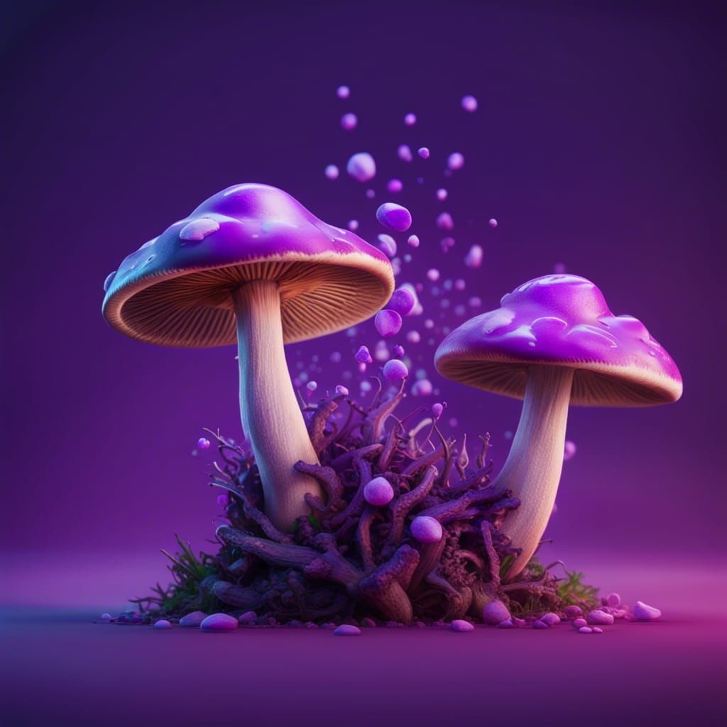 Mushroom NFT with purple background blender - AI Generated Artwork ...