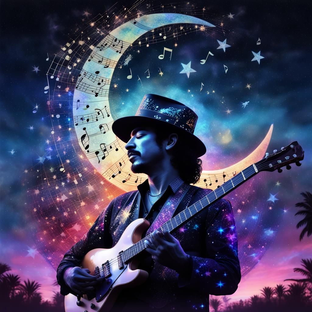 silhouette of Carlos Santana - AI Generated Artwork - NightCafe Creator