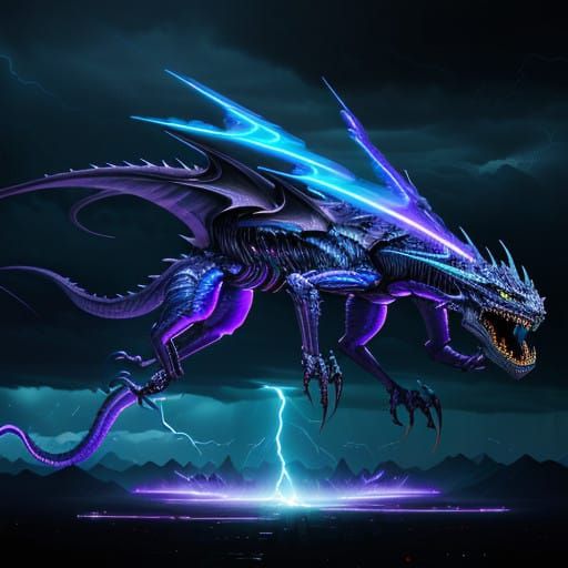 Electric Lightning Ghost Dragon in Cyberpunk Futur... - AI Art