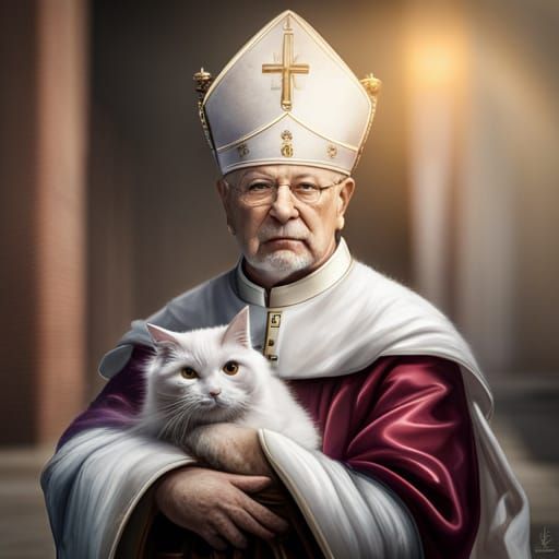 Pope, hat and a cat - AI Generated Artwork - NightCafe Creator