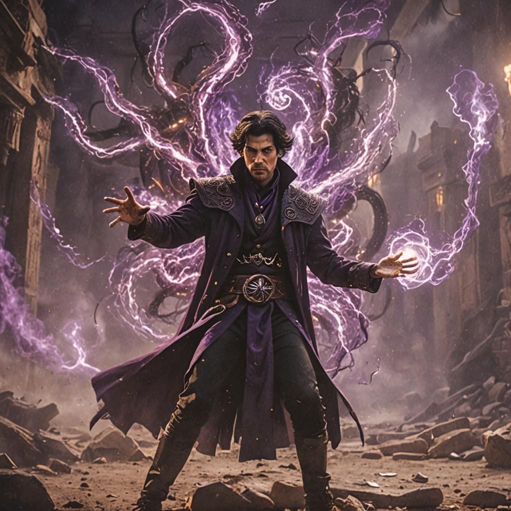 a single Dark haired male githzerai warlock with psychic powers casting ...