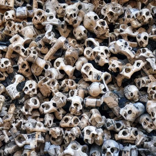 piles of human bones and skulls - AI Generated Artwork - NightCafe Creator