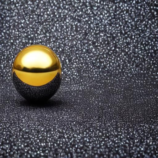 Shiny solid gold ball, black background