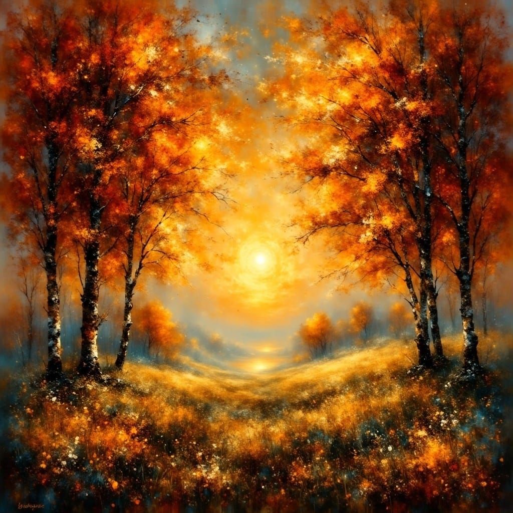 The Midas Touch - Golden Sunset Amidst Winter's Serenity