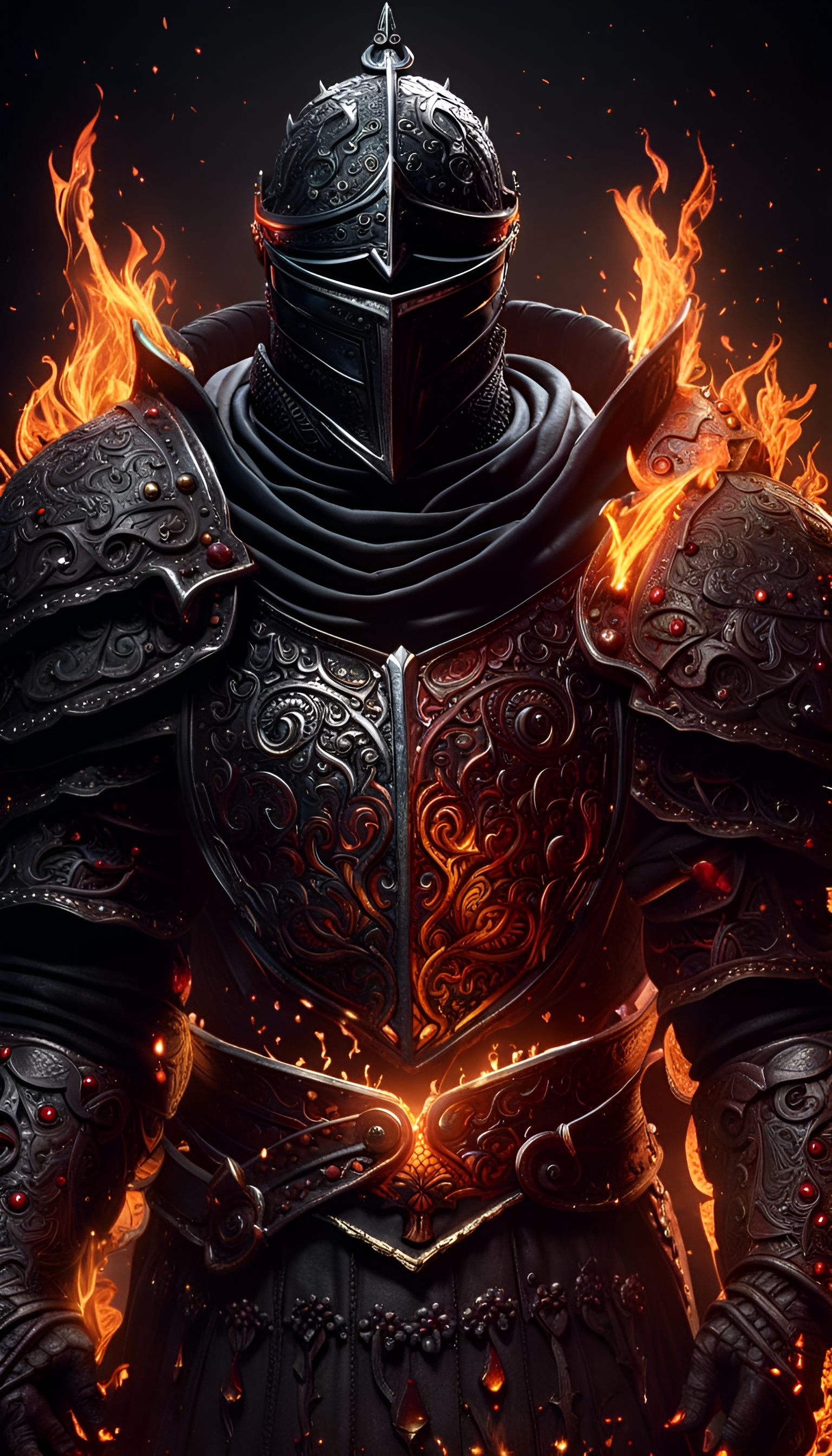 Knight Shrouded in Flames - AI Generated Artwork - NightCafe Creator