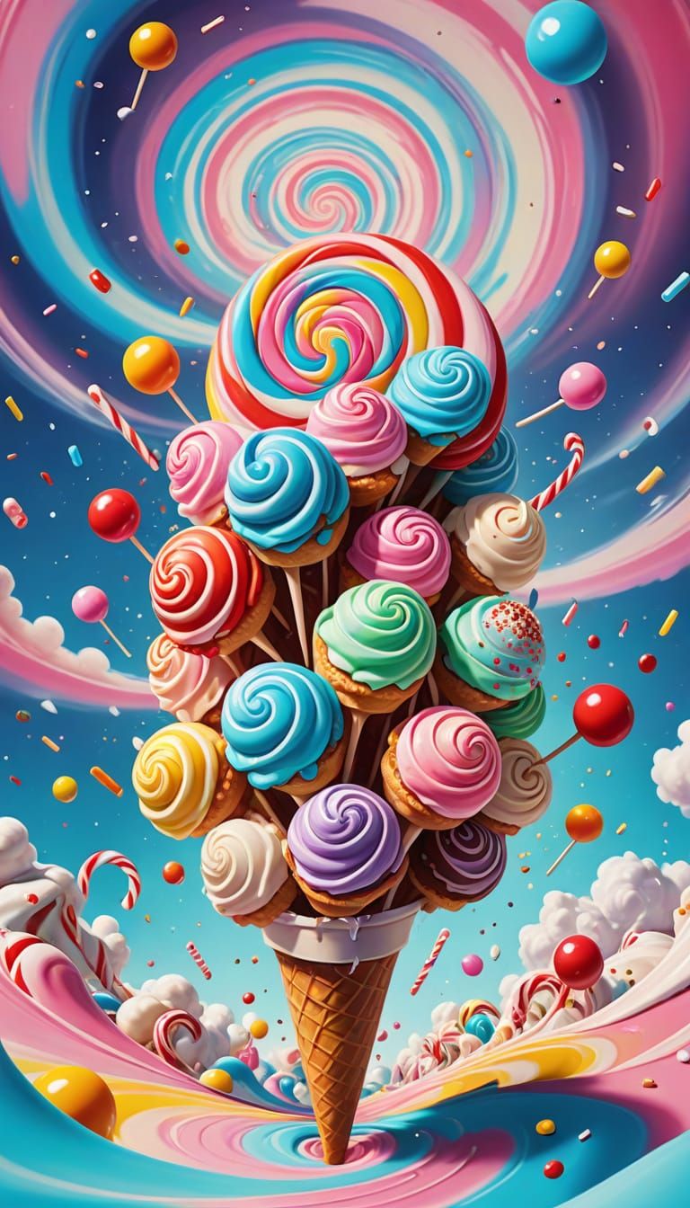 Swirl ice cream cyclone tornado surreal artwork candy fantasy art ...
