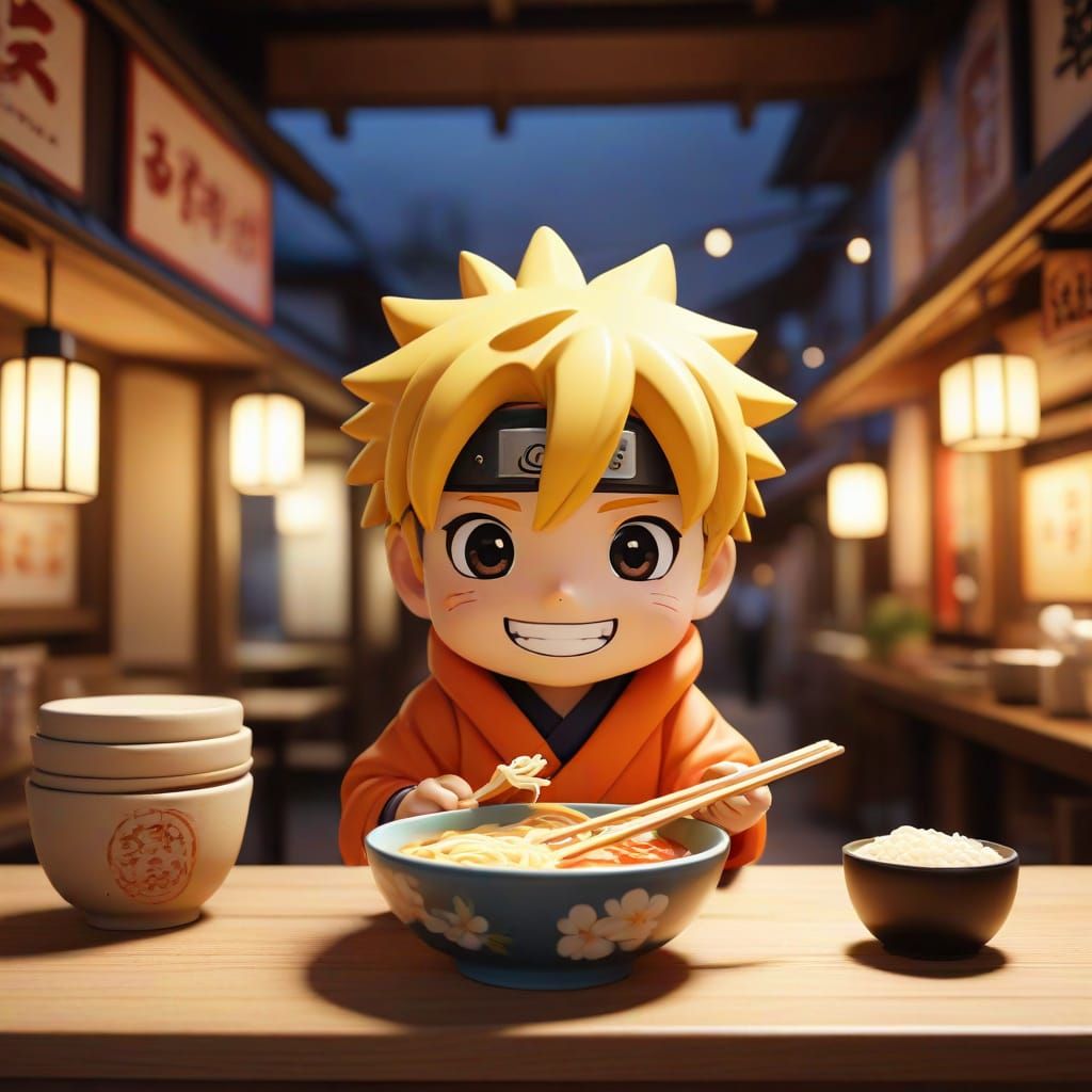 Chibi kawaii Naruto eating ramen - Chibi kawaii Naruto eati...