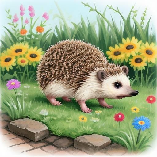 Grumpy Hedgehog in the Garden! - AI Generated Artwork - NightCafe Creator