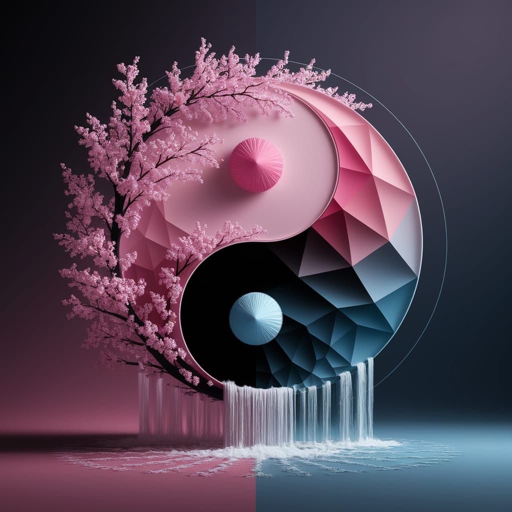 a cherry blossom yin yang symbol. - a cherry blossom yin ya...