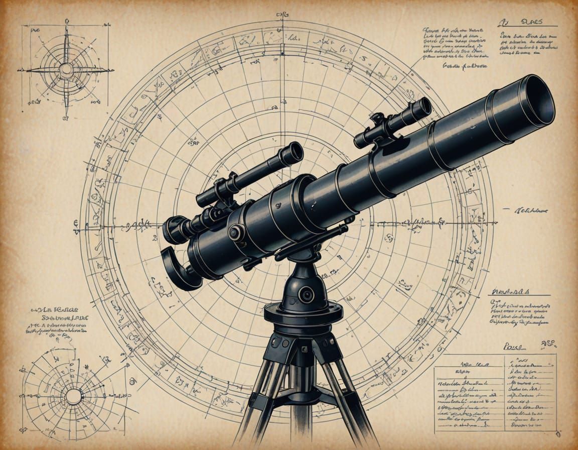 Blueprint of a Telescope Design Celebrating Holida... - AI Art