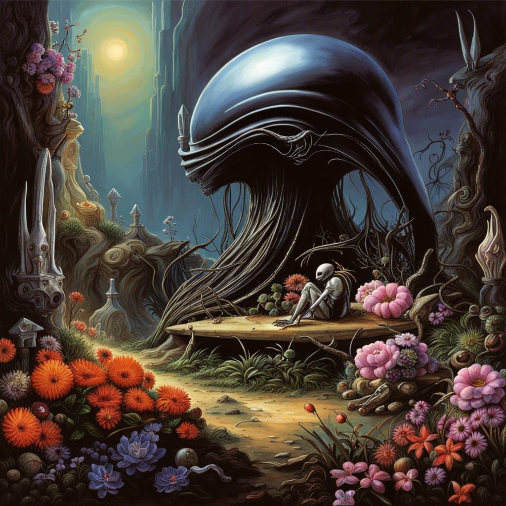 alien resting place with flowers (cheers A.I) - AI Generated Artwork ...