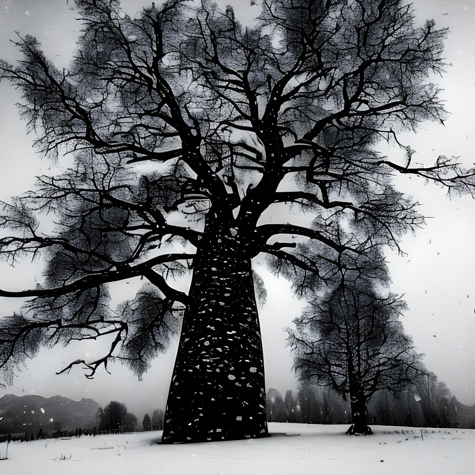 Whimsical Winter tree a large, monolithic taiga tree in the artic ...