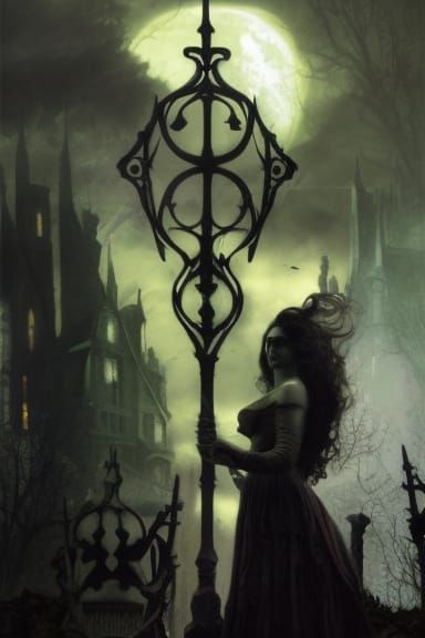 Beautiful face, temptress, Gothic woman vampire, creepy oldc graveyard ...