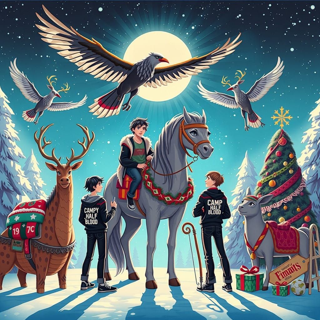 Percy Jackson in Winter Wonderland Concept Art - AI Art