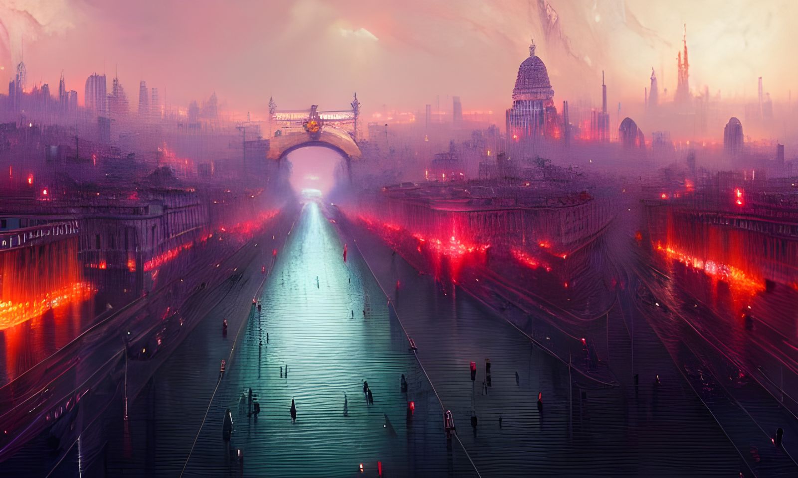 City - Colourful City Panorama in Hyperrealistic Digital Ar...