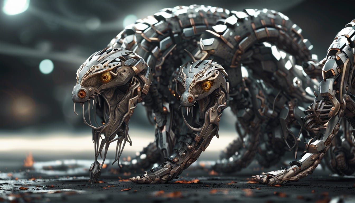 A three multi-headed hydra mech with regenerative abilities, growing ...