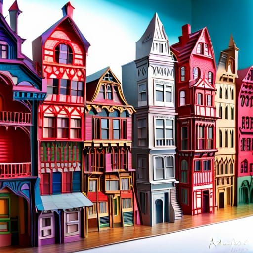 Paper Row Houses - AI Generated Artwork - NightCafe Creator